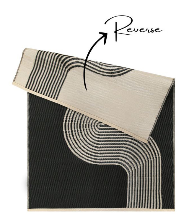THE RUGS Urban Collection Outdoor Rug Wave Design in Black | Wayfair.co.uk