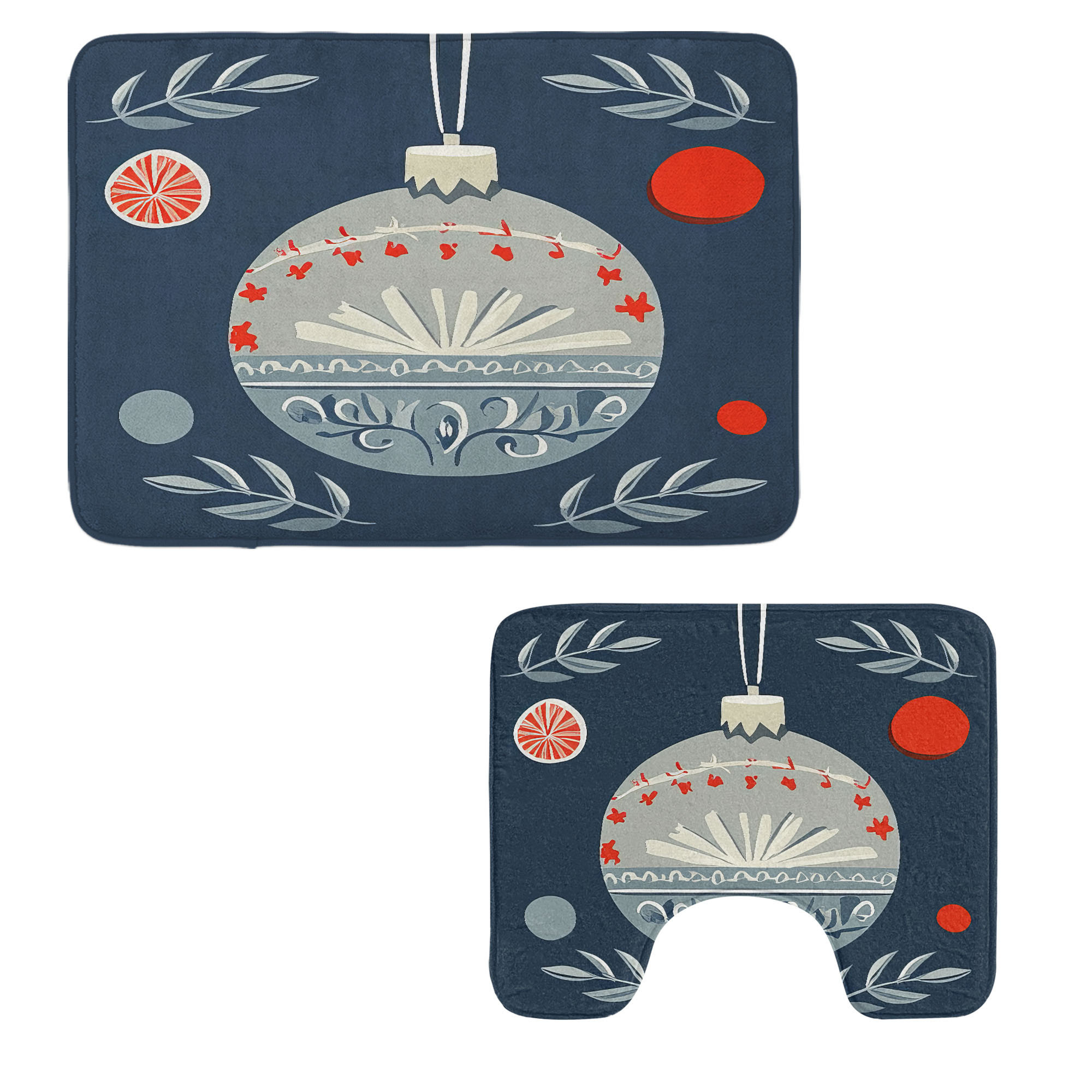 The Holiday Aisle® Christmas Bathroom Rug Set 2 Pieces Rectangle ...