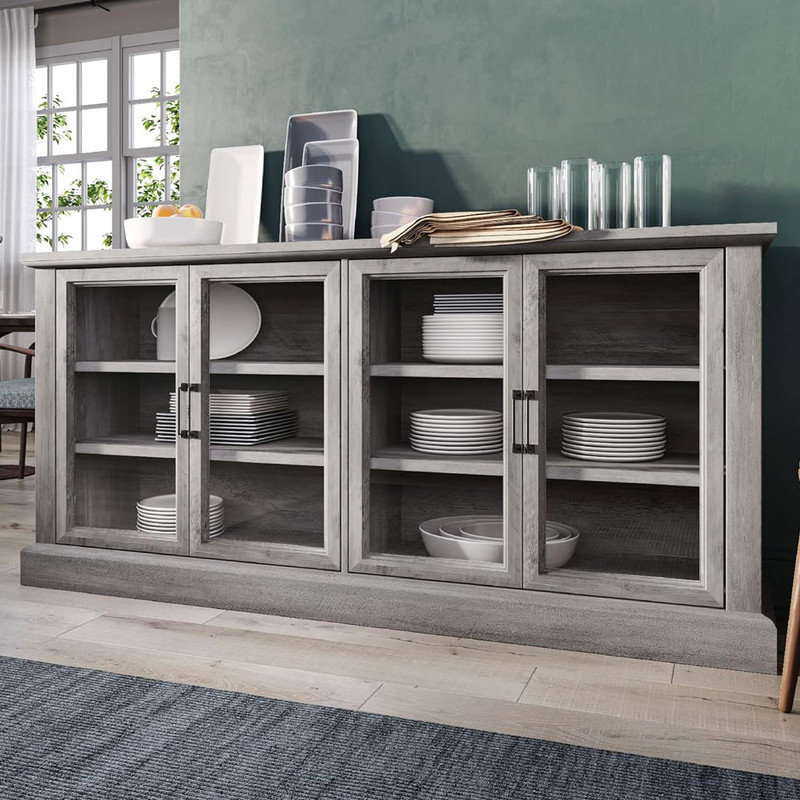 Gracie Oaks 70 Inch Sideboard Buffet Cabinet, Entertainment Center with ...