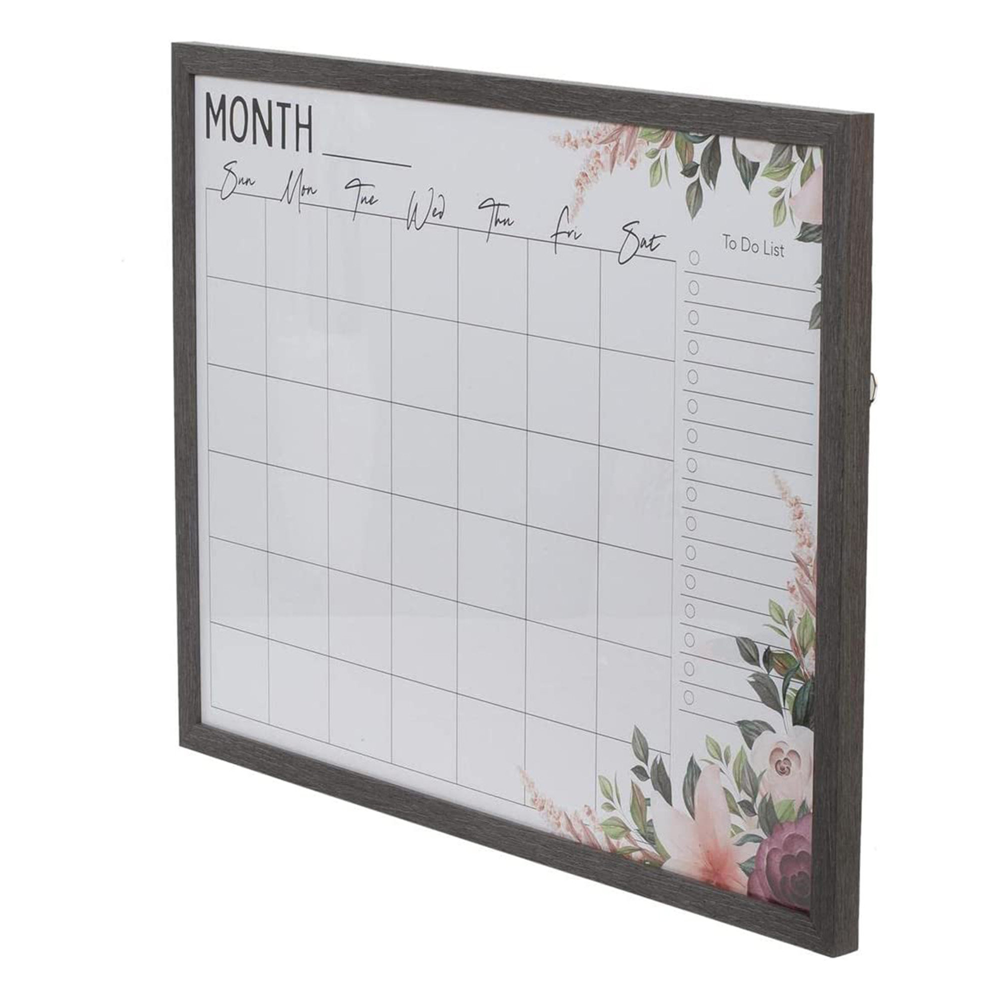Red Barrel Studio Glass Dry Erase Whiteboard Calendar With Grey Wood ...