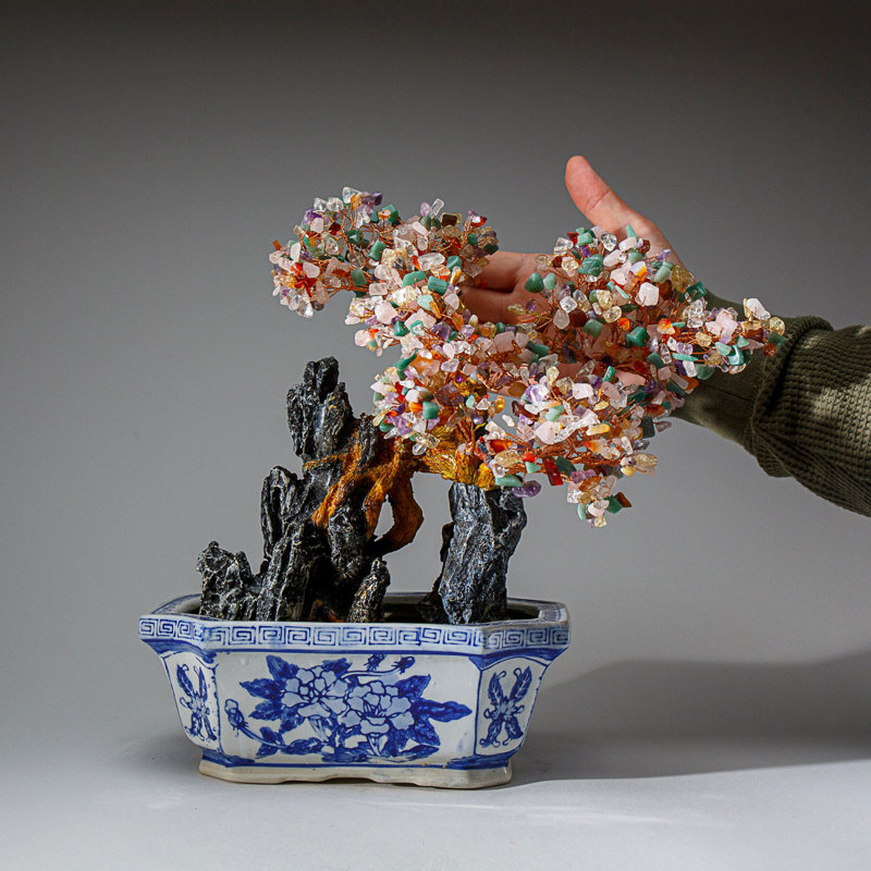 Astro Gallery of Gems Genuine Multi Gemstone Bonsai Tree in Square ...