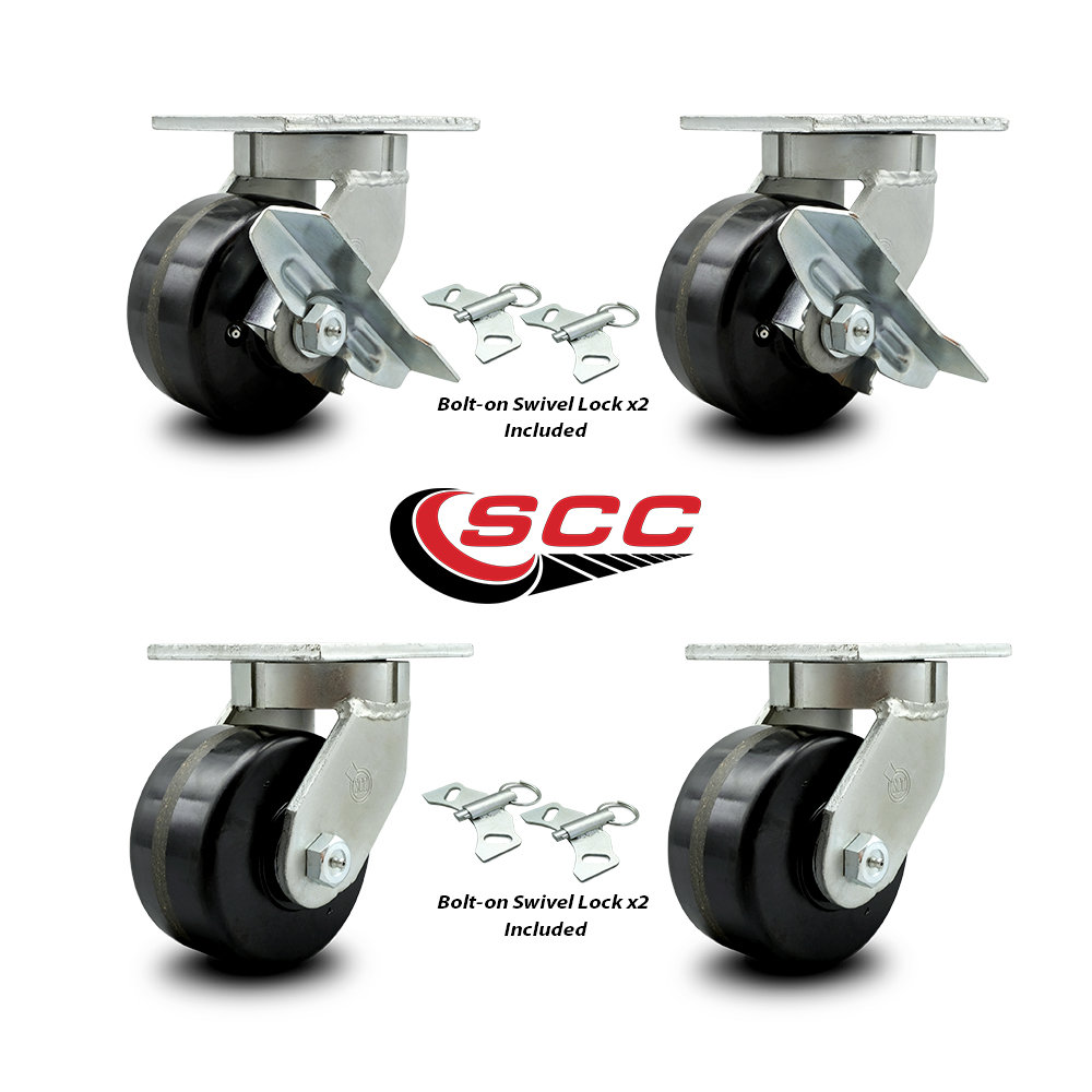 Service Caster Extra Heavy Duty Phenolic Wheel Caster Set 4 Swivel ...