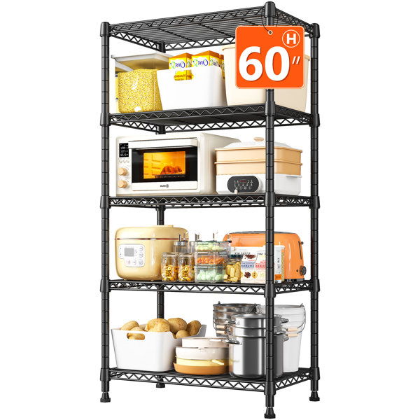 17 Stories 5-Tier Adjustable Shelving Unit, Heavy-Duty Metal Wire ...