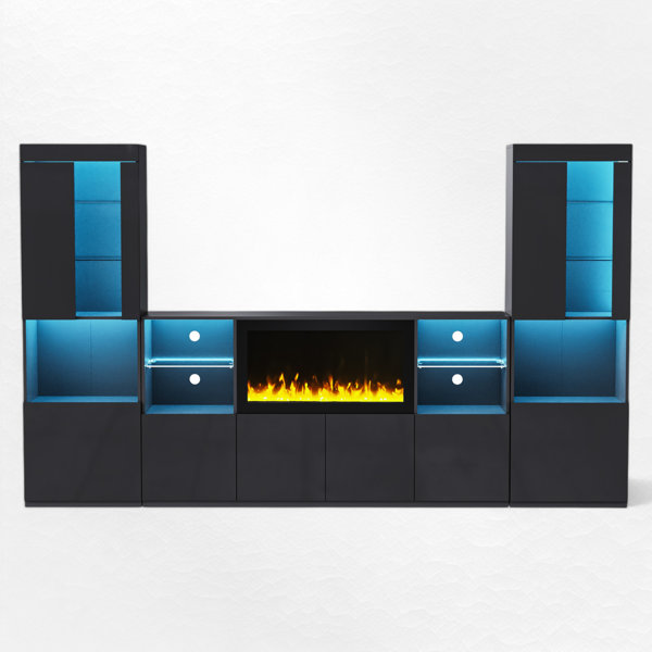 Brayden Studio® Entertainment Center With Electric Fireplace For Tvs Up ...