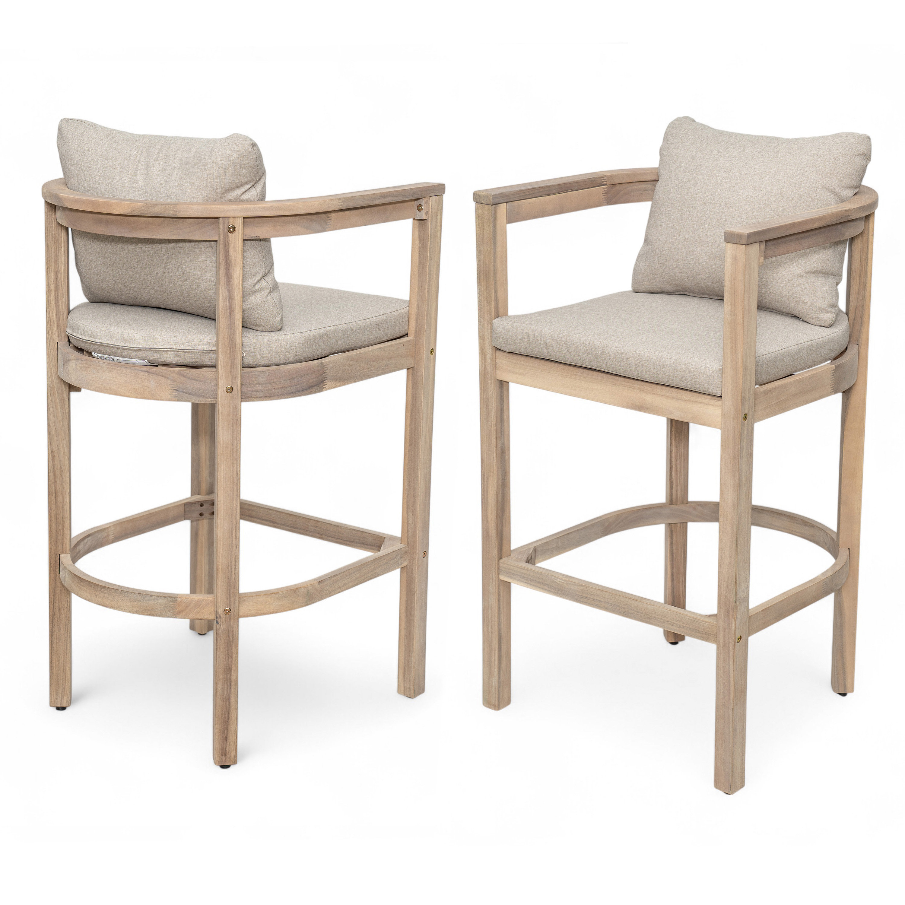 Millwood Pines Gregorian Patio 30.3 Seat Height Acacia Wood Bar Stools ...