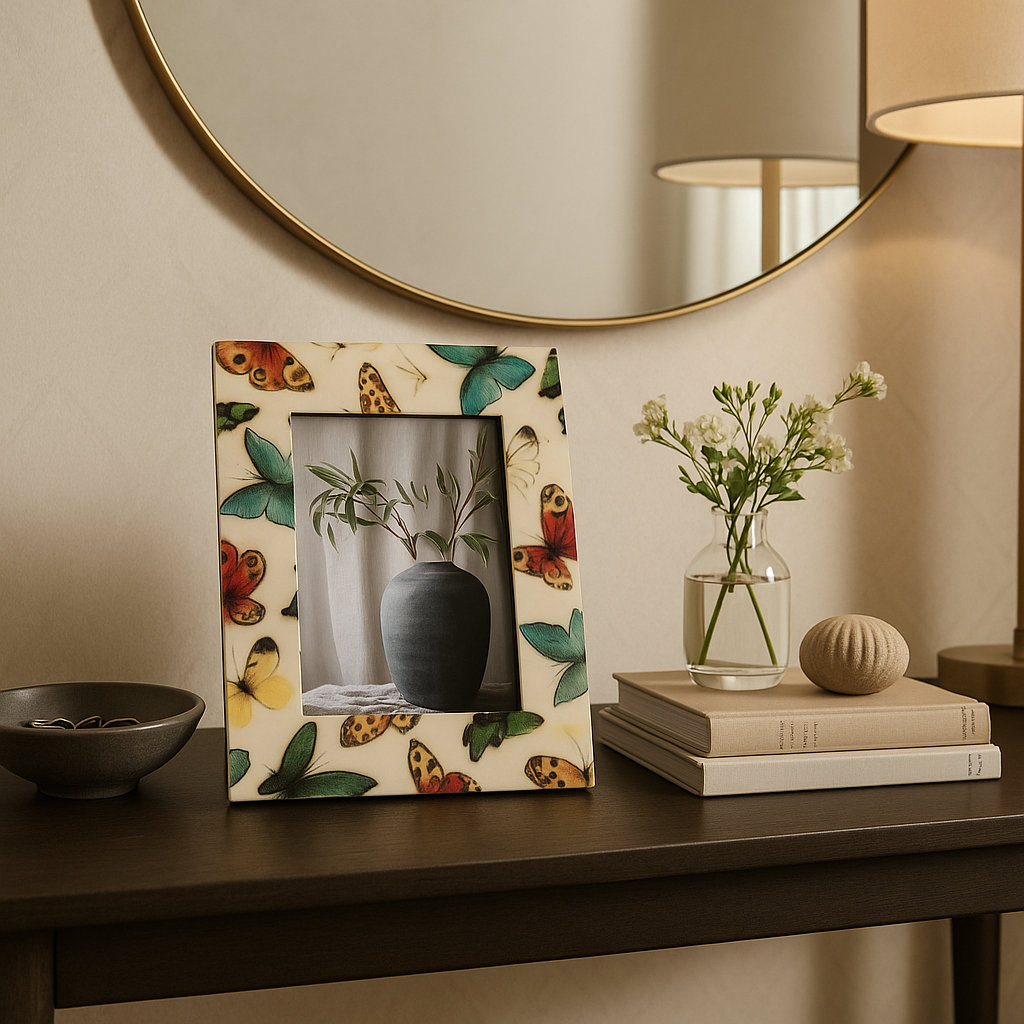 August Grove® Stylish Rectangular Picture Frame with Butterfly Border ...