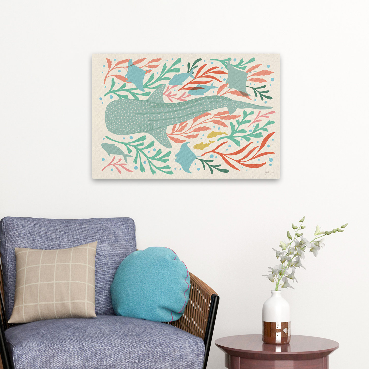 Beachcrest Home™ Under The Sea I Coastal; Nautical Blue Stingray Aqua ...