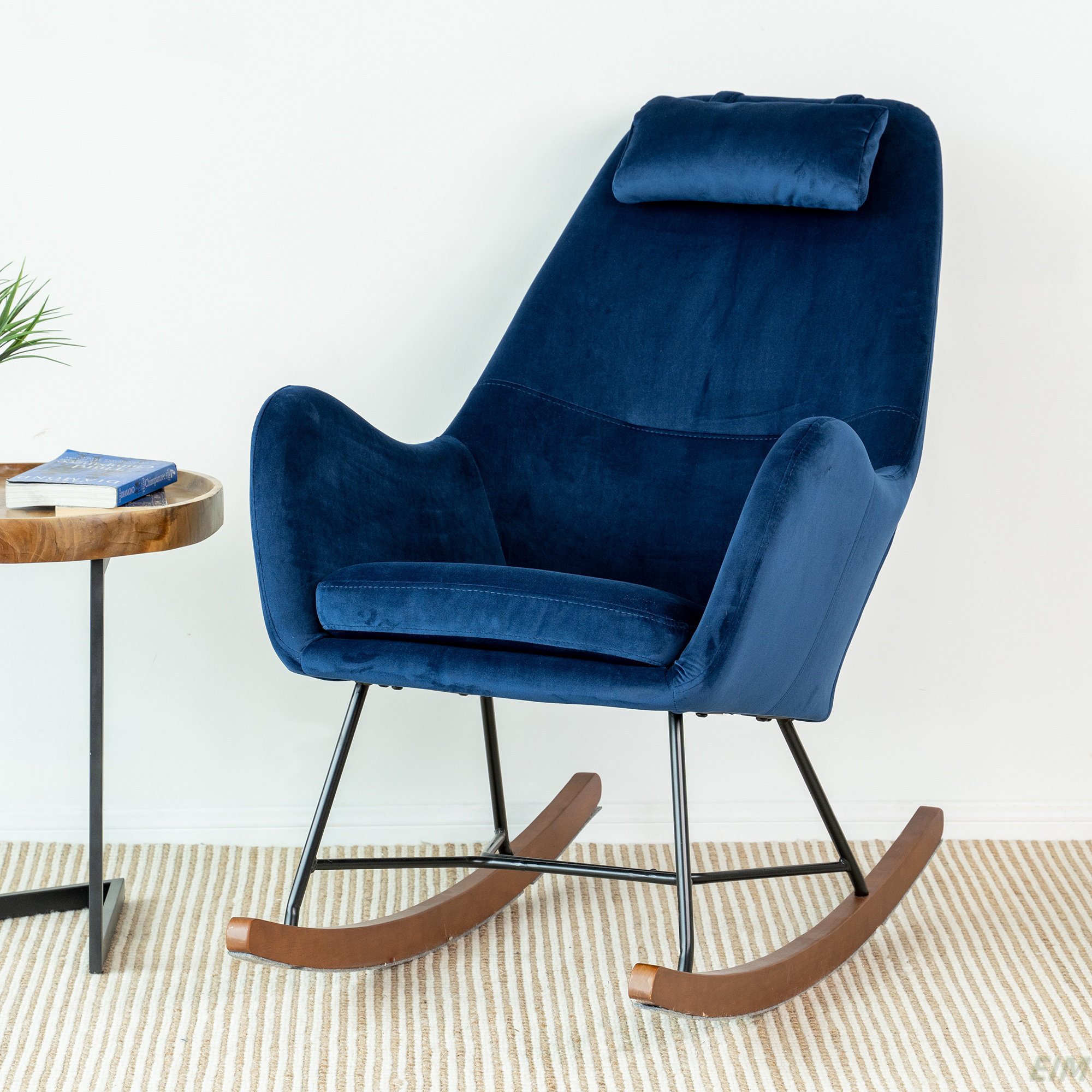 Corrigan Studio® Chelsea Velvet Rocking Chair, Mid-Century Modern ...