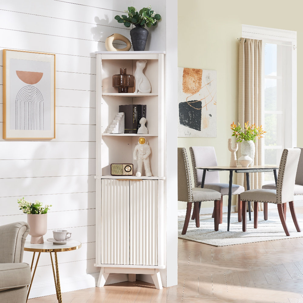 George Oliver Freestanding Tall Corner Cabinet, Corner Bathroom Storage ...