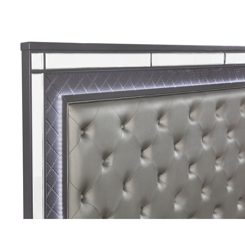 House of Hampton® 4-1_Adeline LED Upholstered Panel Bedroom Set | Wayfair