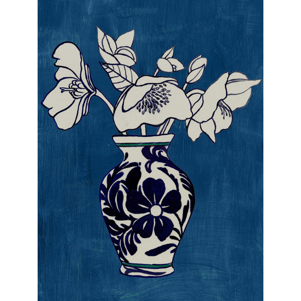 Charlton Home® Line Drawing Blue Vase On Canvas Print - Wayfair Canada