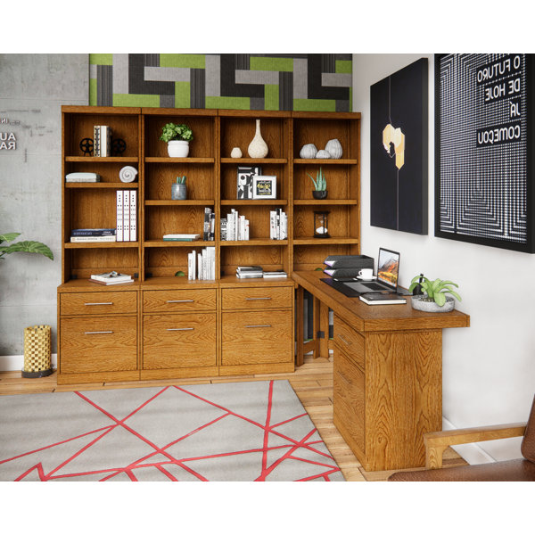 Hokku Designs Strausbaugh Office Set With Four Storage Towers, Drawers ...