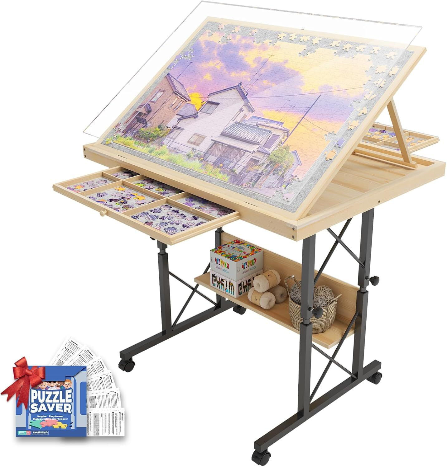 EIH 1500 Piece Jigsaw Puzzle Table for Adults, 5-Tilting-Angle & Height ...