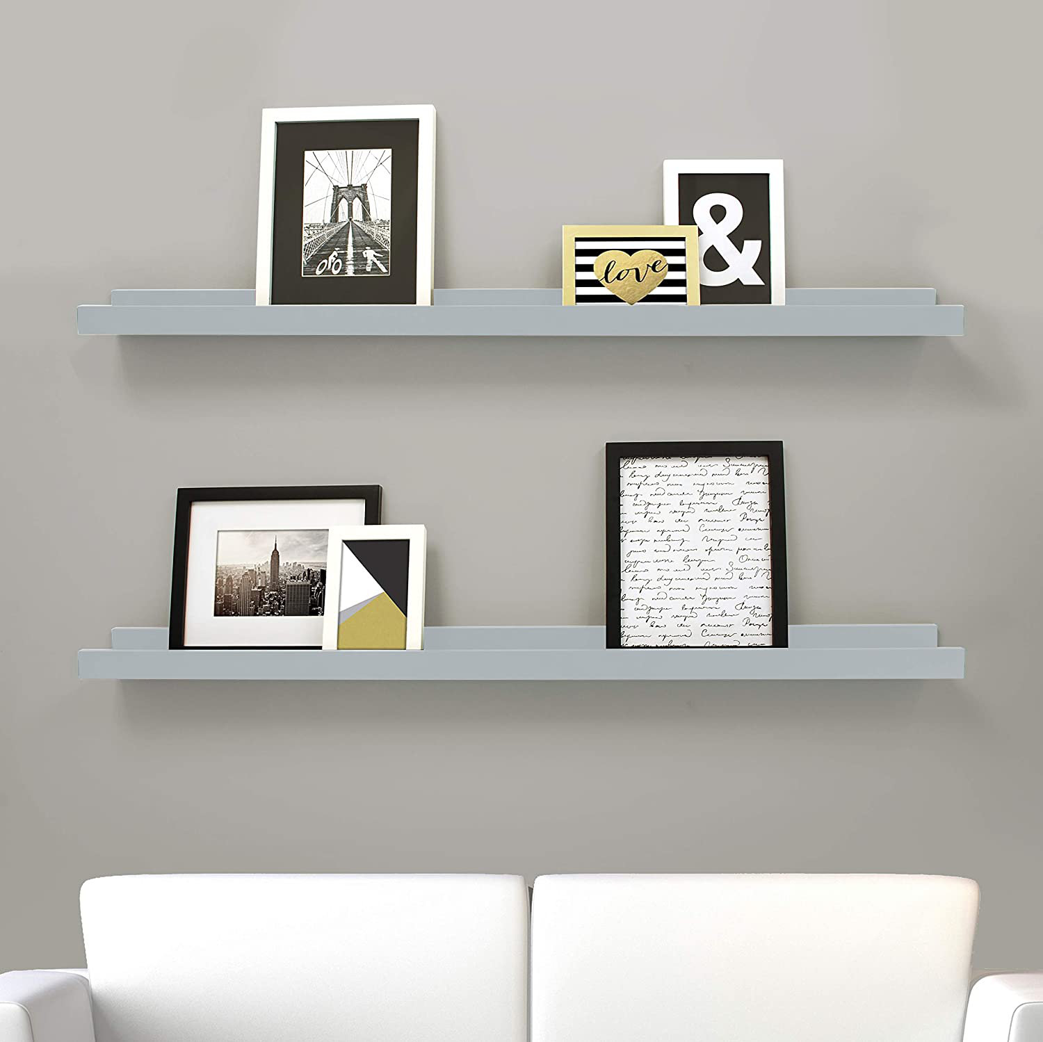 Latitude Run® Edge 2-Piece Floating Photo Frame Wall Shelves, 44", Grey ...