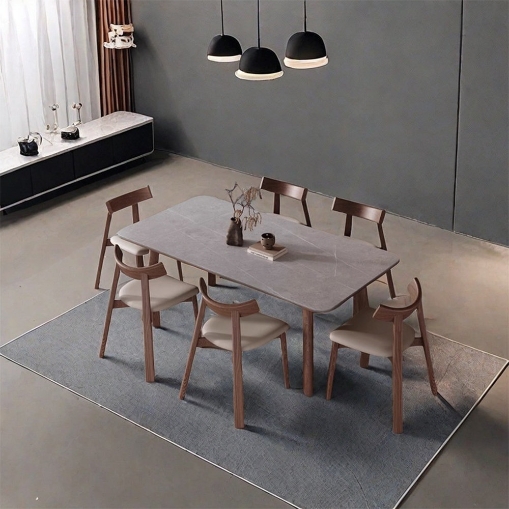 Graceful Nests Furnishings Rectangular rock plate dining table sets ...