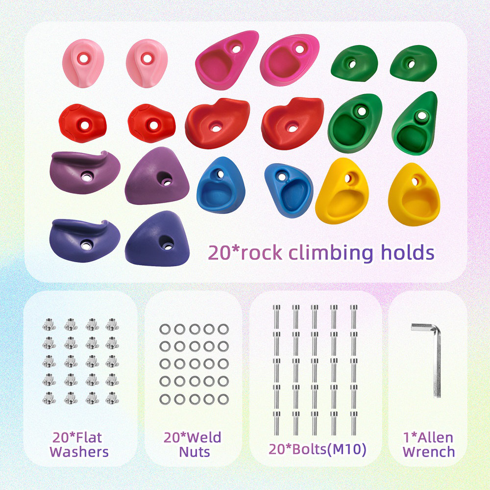 TOPNEW 20 Rock Climbing Holds Multi Size For Kids, Adult Rock Wall ...
