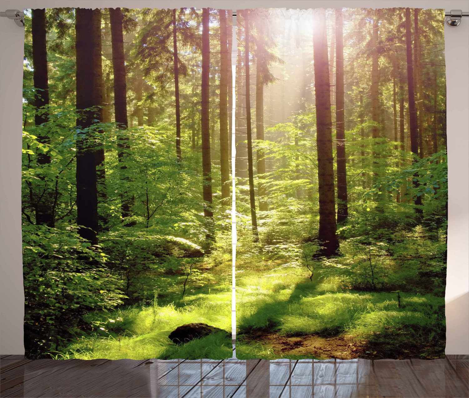 East Urban Home Forest Semi-Sheer Rod Pocket Curtain Panels & Reviews ...