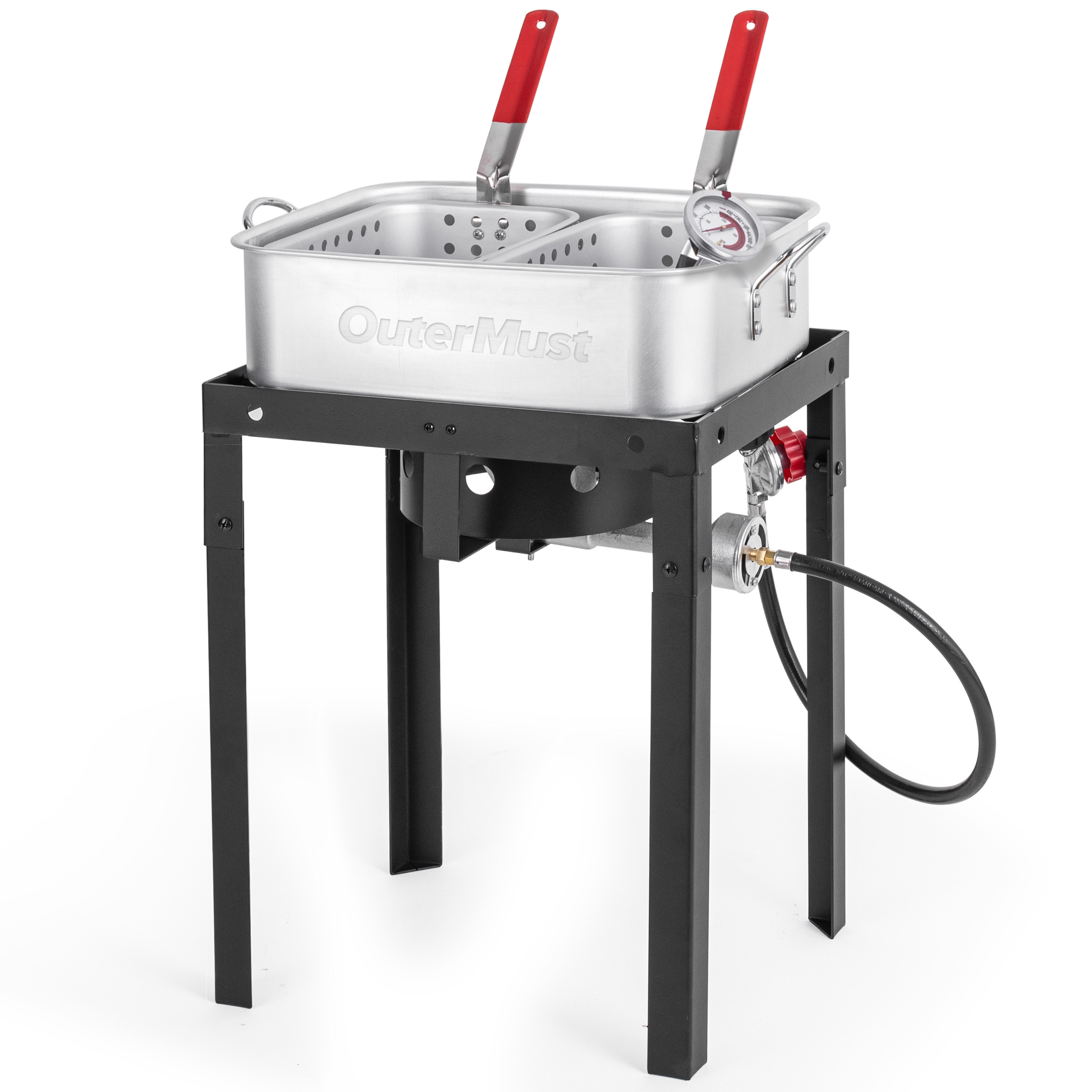 OuterMust Outdoor Propane Rectangular Deep Fryer Kit with 18 qt. Frying ...