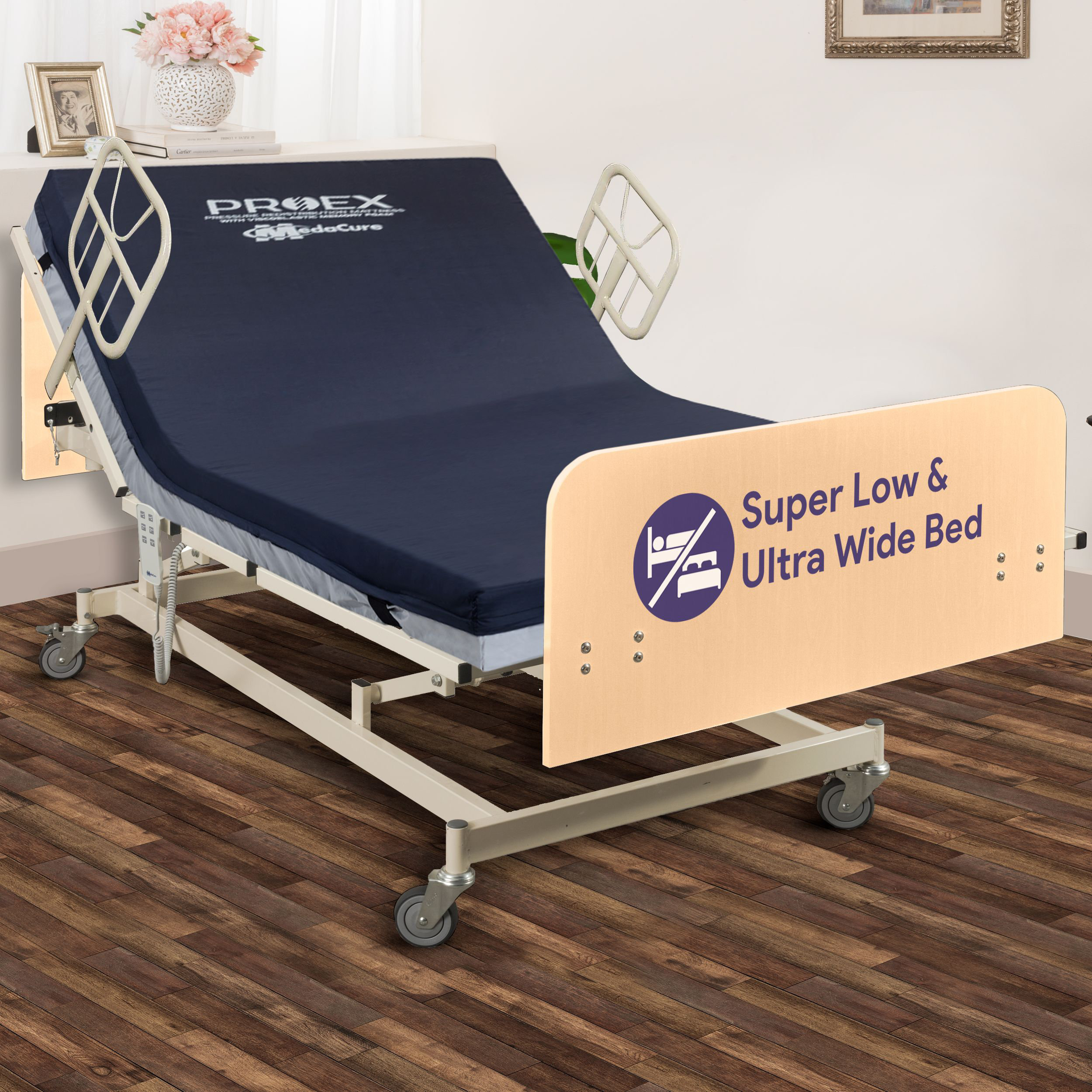Medacure Fully Electric Expandable Bariatric Homecare Hospital Bed with ...