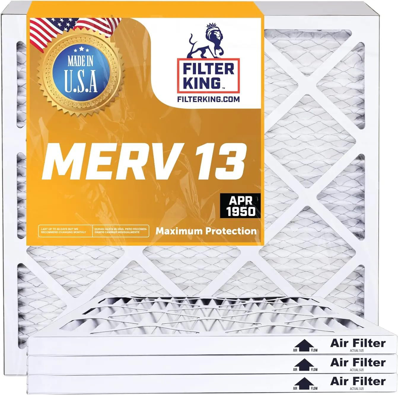 Filter King 25x30x1 Air Filter 4-PACK MERV 13 Actual Size: 24.5 x 29.5 ...