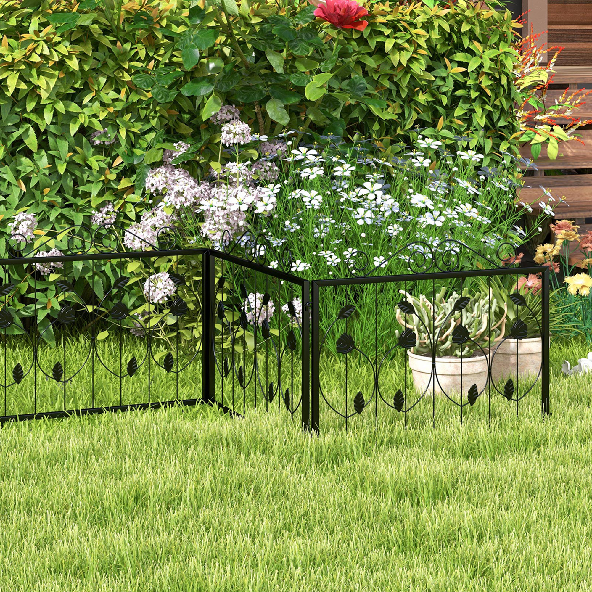 Costway Decorative Garden Fence With 8 Panels Outdoor Animal Barrier ...