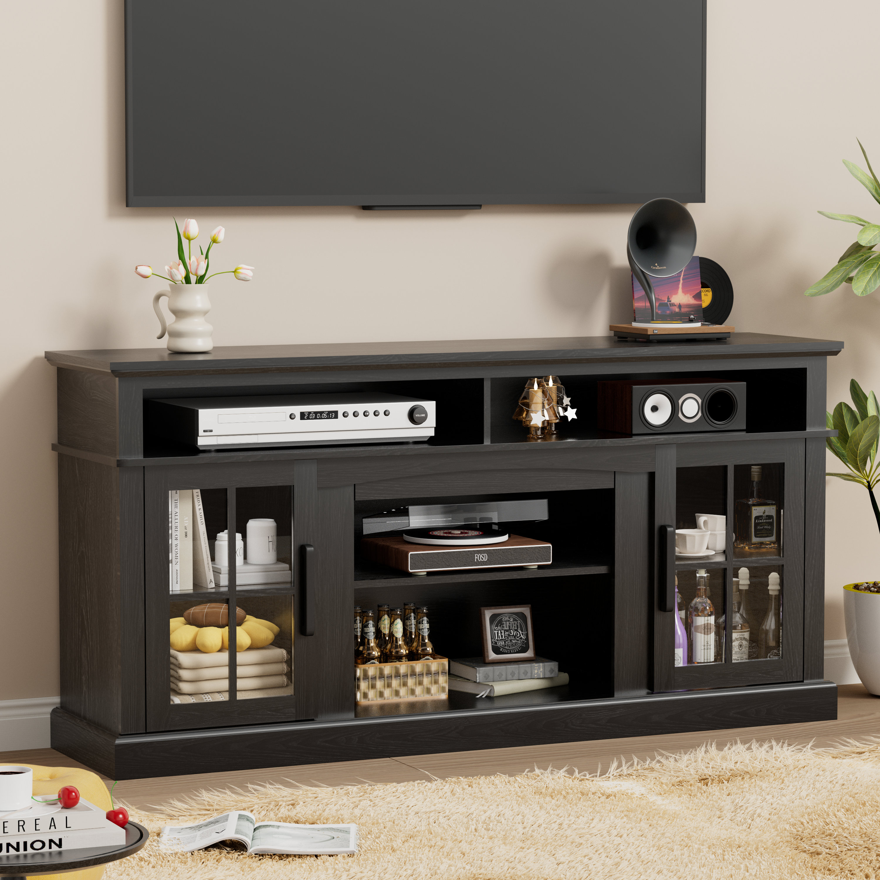 Red Barrel Studio® Alinson Farmhouse Media Console TV Stand For TVs Up ...