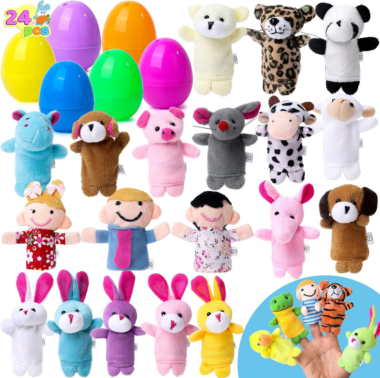 The Holiday Aisle® 24 Pcs Easter Eggs Filled with Finger Puppets | Wayfair