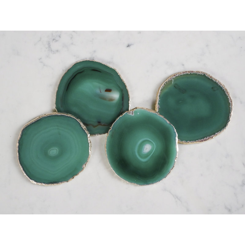 HelloPosh Green Agate Coasters Gold Plated | Wayfair