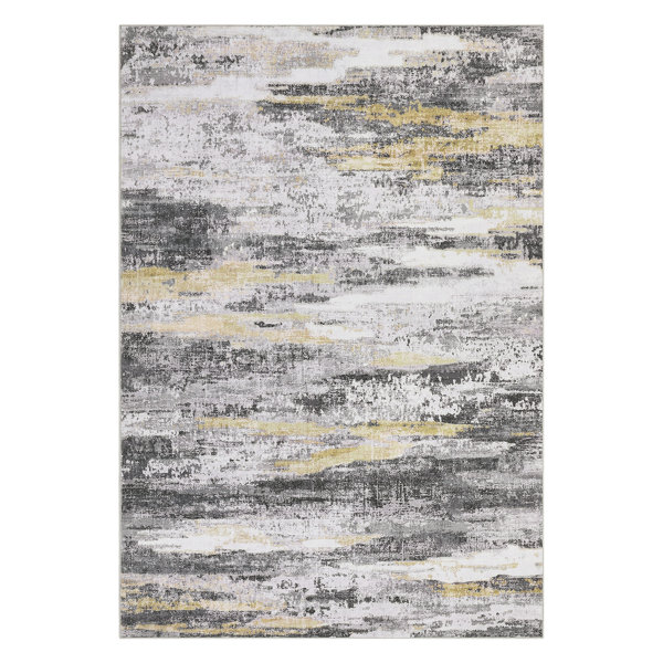 17 Stories Abstract Machine Washable Rug Non-Slip Area Rug for Living ...