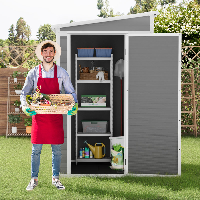 Devoko 4 ft. W x 5 ft. D Plastic Lean-To Storage Shed & Reviews | Wayfair