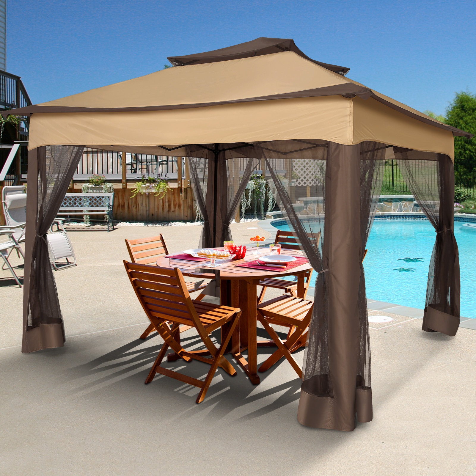 SANOPY Adjustable Height Pop-up Gazebo Tent Waterproof Shade Canopy ...