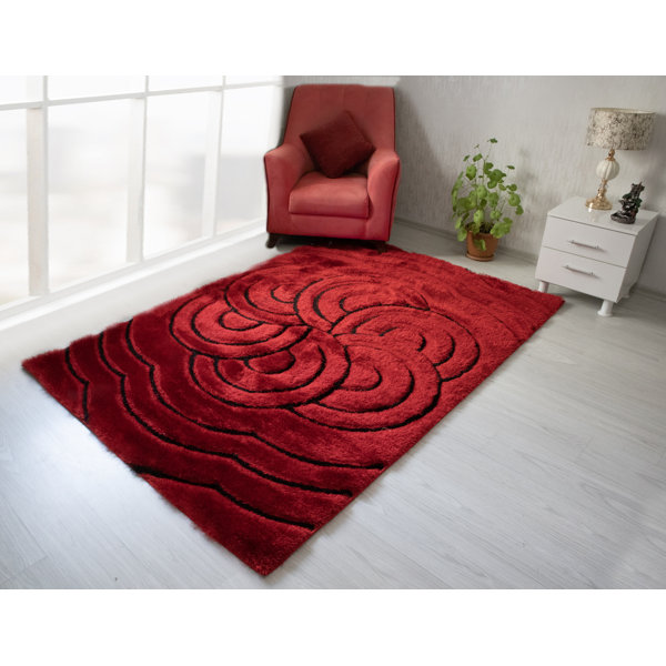 Orren Ellis Liyou Performance Black/Red Rug | Wayfair