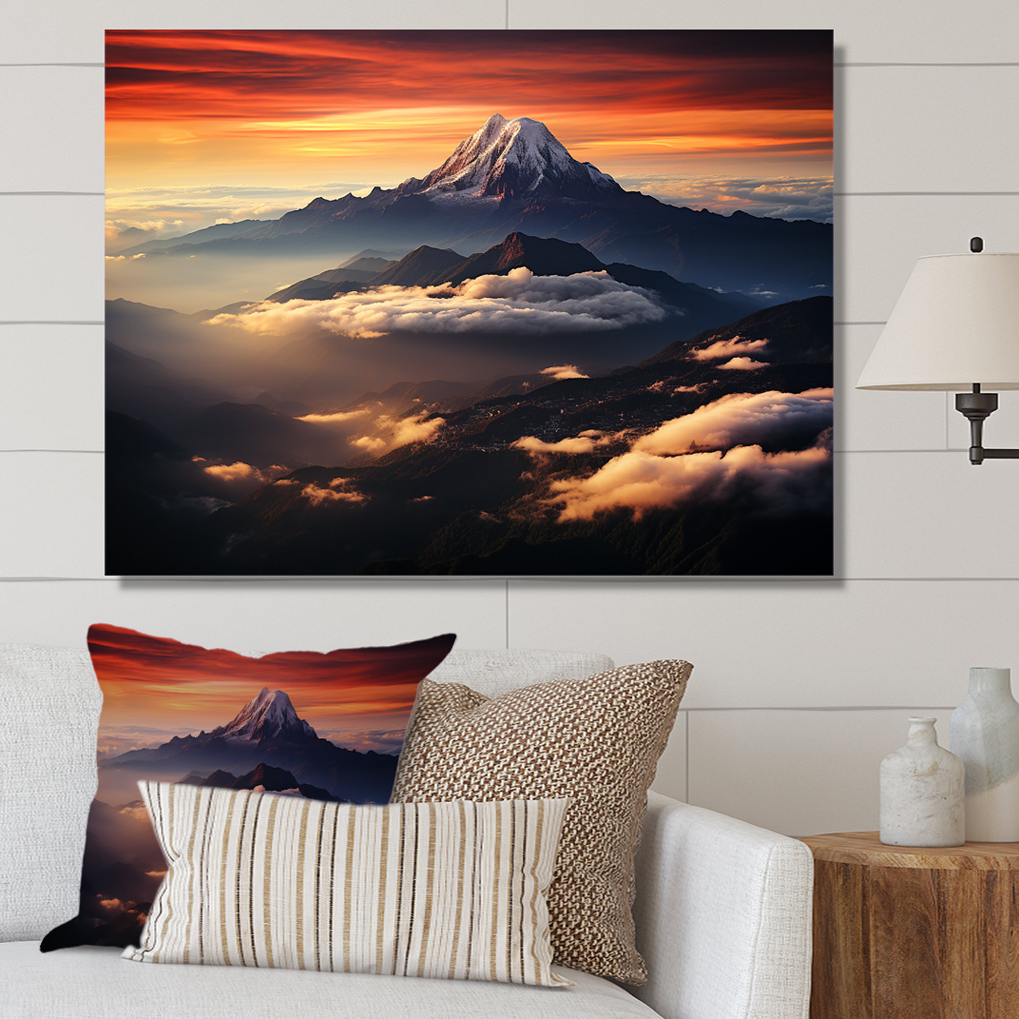 Millwood Pines Sunset Mount Kinabalu Malaysia - Mountains Canvas Art ...