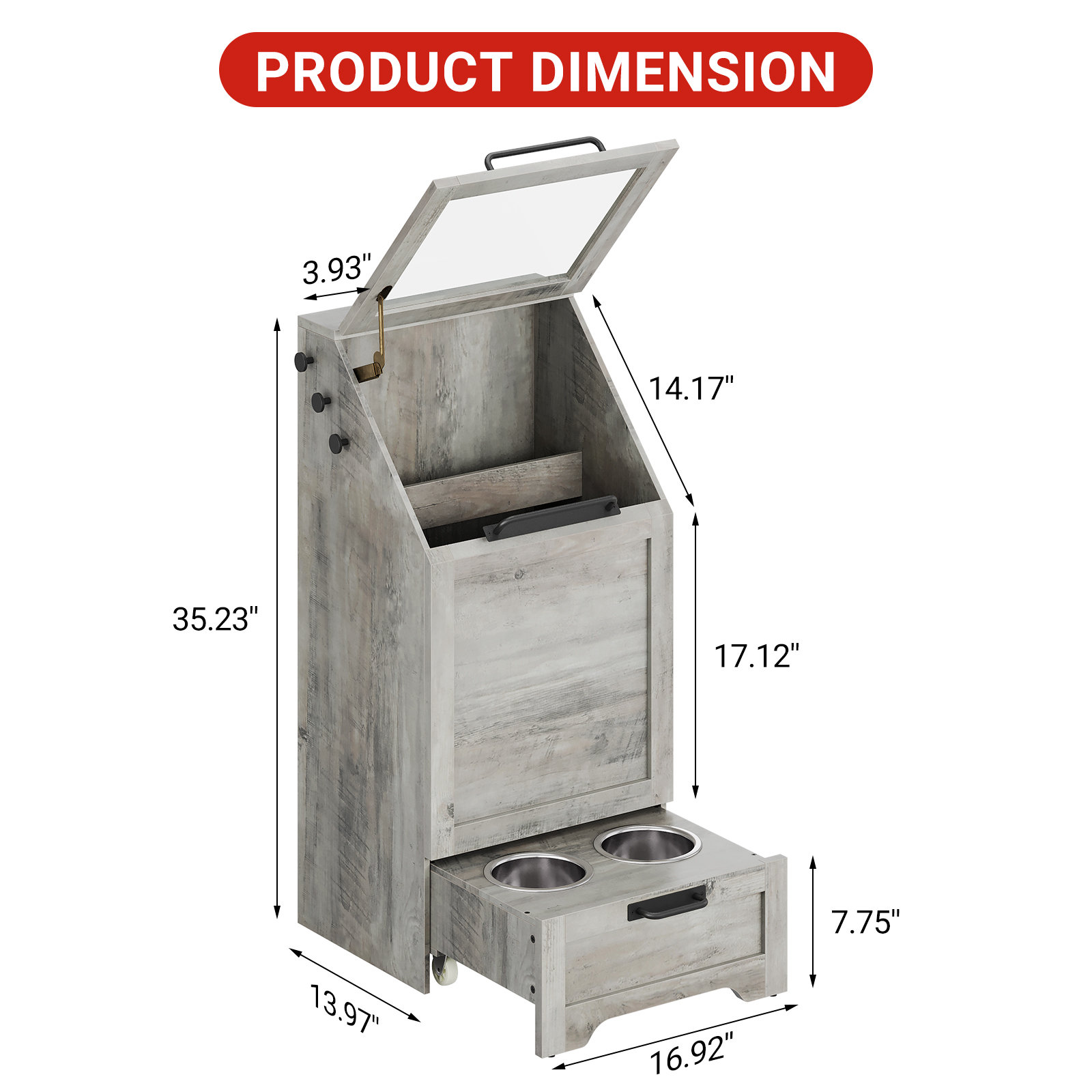 Archie & Oscar™ Pet Food Cabinet,Dog Feeding Station With 2 Elevated ...