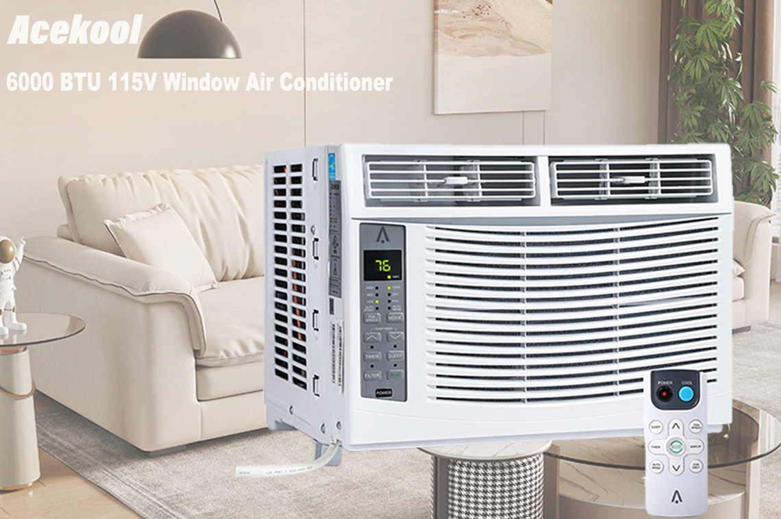 babevy Acekool Window Air Conditioner 6000 Btu, Up to 250 Square Feet ...
