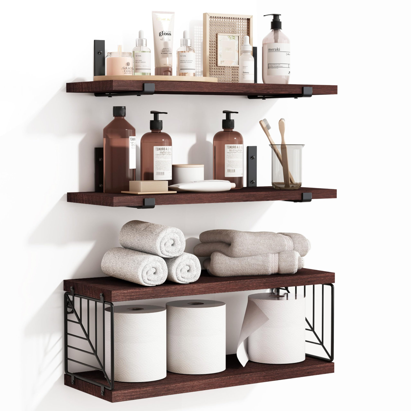 17 Stories Navelina 3 Piece Wood Floating Shelf | Wayfair