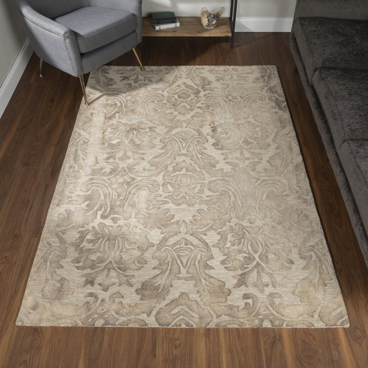 House of Hampton® Damask Wool Damask Rug | Wayfair