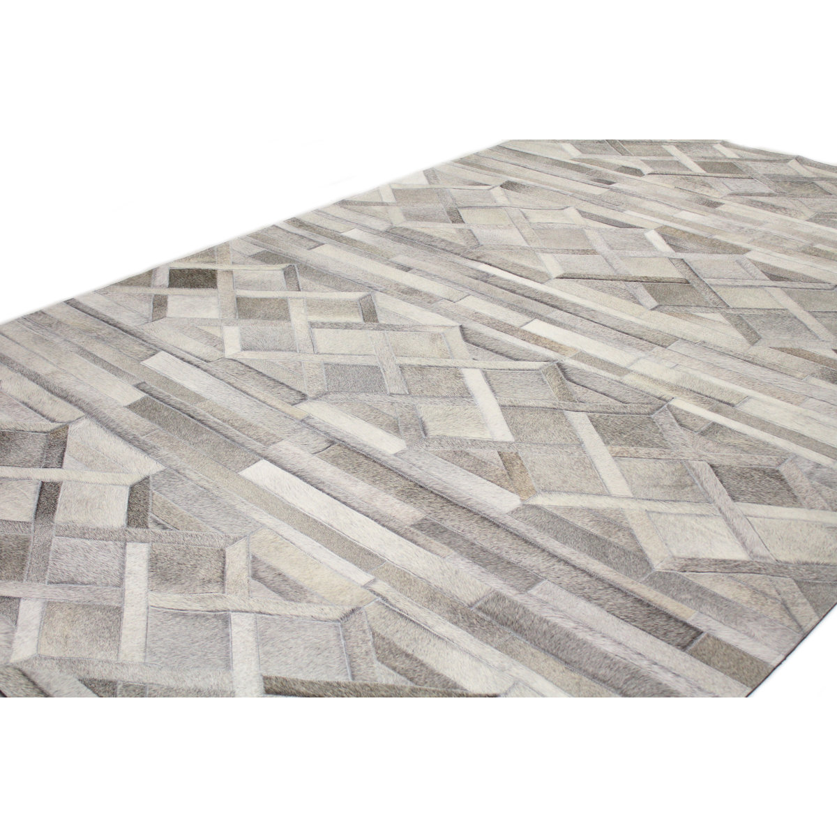 Foundry Select Stevensville Geometric Handmade Cowhide Gray/Brown Area ...