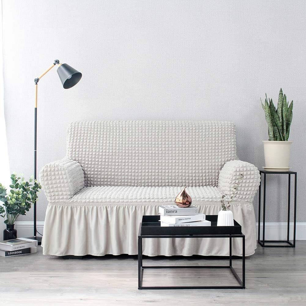 MAGBIX Sofa Slipcover Ivory Sofa Cover 1 Piece Easy Fitted Sofa Couch ...
