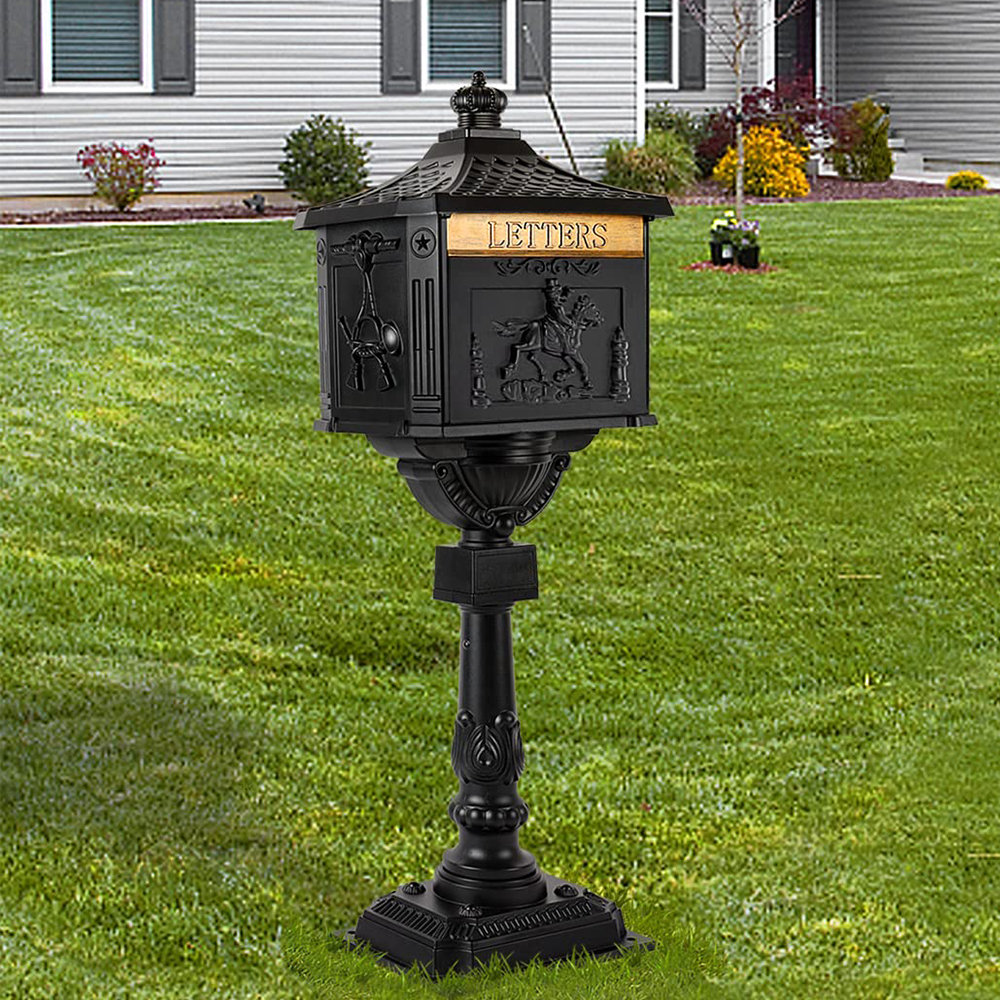 IYofe Post Mounted Mailbox, Cast Aluminum Mail Box,Postal Box | Wayfair