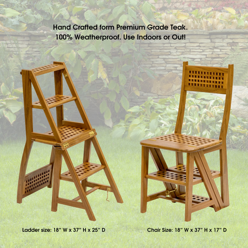 WFX Utility™ Premium Grade Teak Franklin Folding Ladder Chair | Wayfair