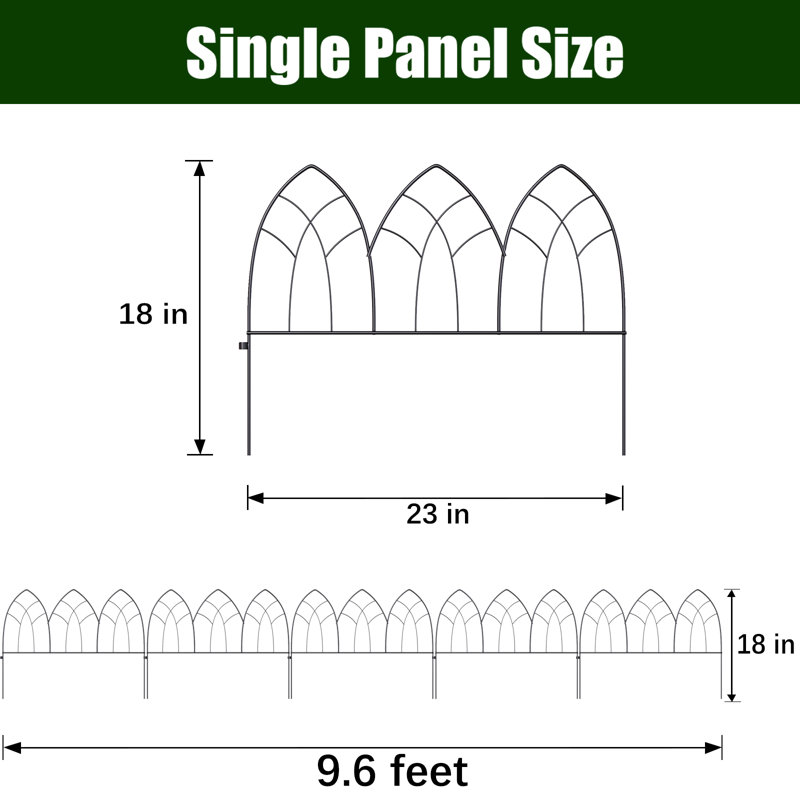 thealyn 23 " x 18 " Decorative Garden Fence Panel Set (Total Length 9.6 ...