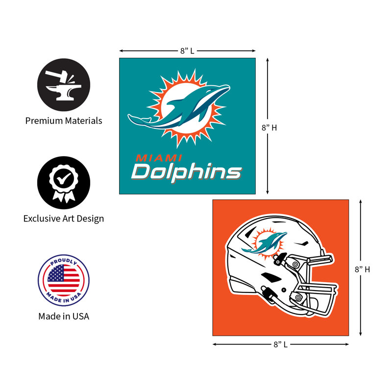Evergreen Enterprises, Inc Miami Dolphins Moveable Wall Tile Signs- 2 ...