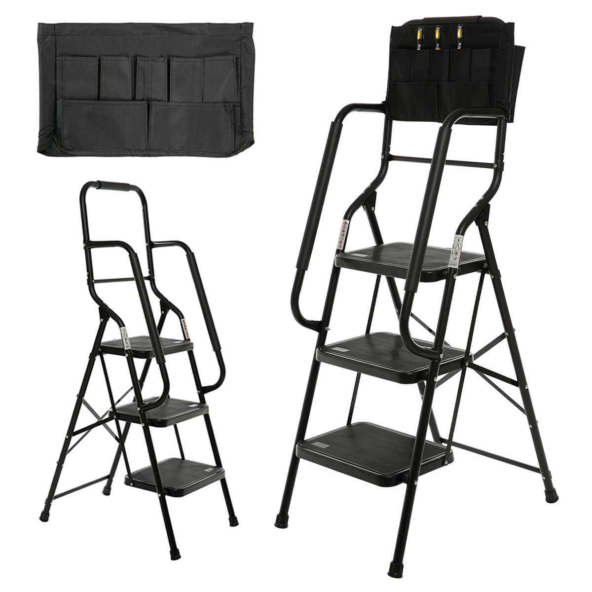 WFX Utility™ 3 Step Ladder With Handrails 500 Lb Capacity Step Stool ...