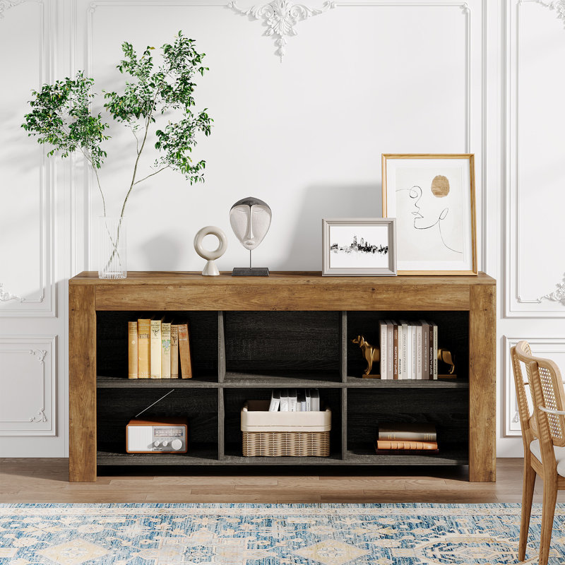 Millwood Pines Horizontal Bookcase With 6 Cubes Storage Organizer ...