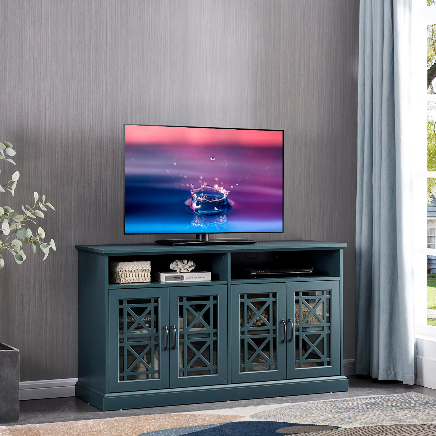 Lark Manor™ TV Stand, Buffet Sideboard Console Table, Dark Teal | Wayfair