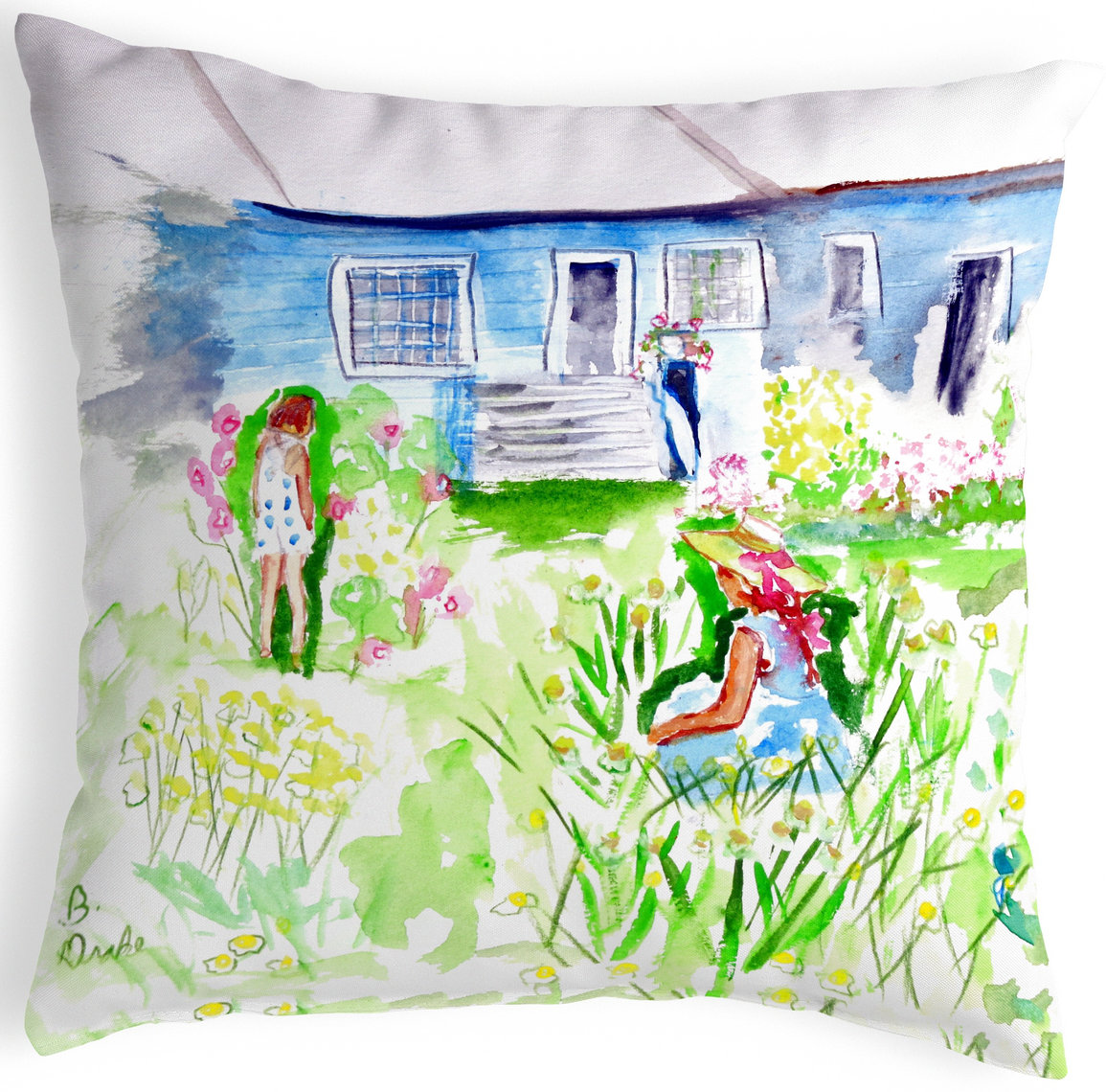 Betsy Drake Interiors Front Yard Garden Indoor/Outdoor Lumbar Pillow ...