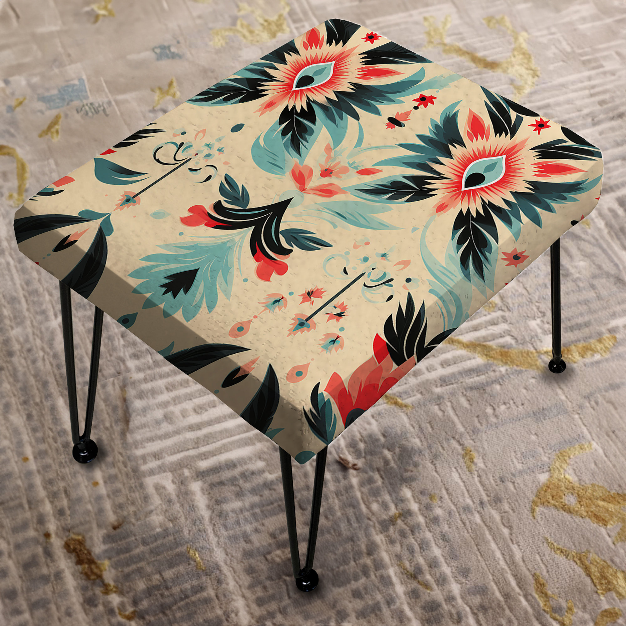 Design Art Coral And Black Vintage Ikat Nostalgia - Ikat Rectangle ...