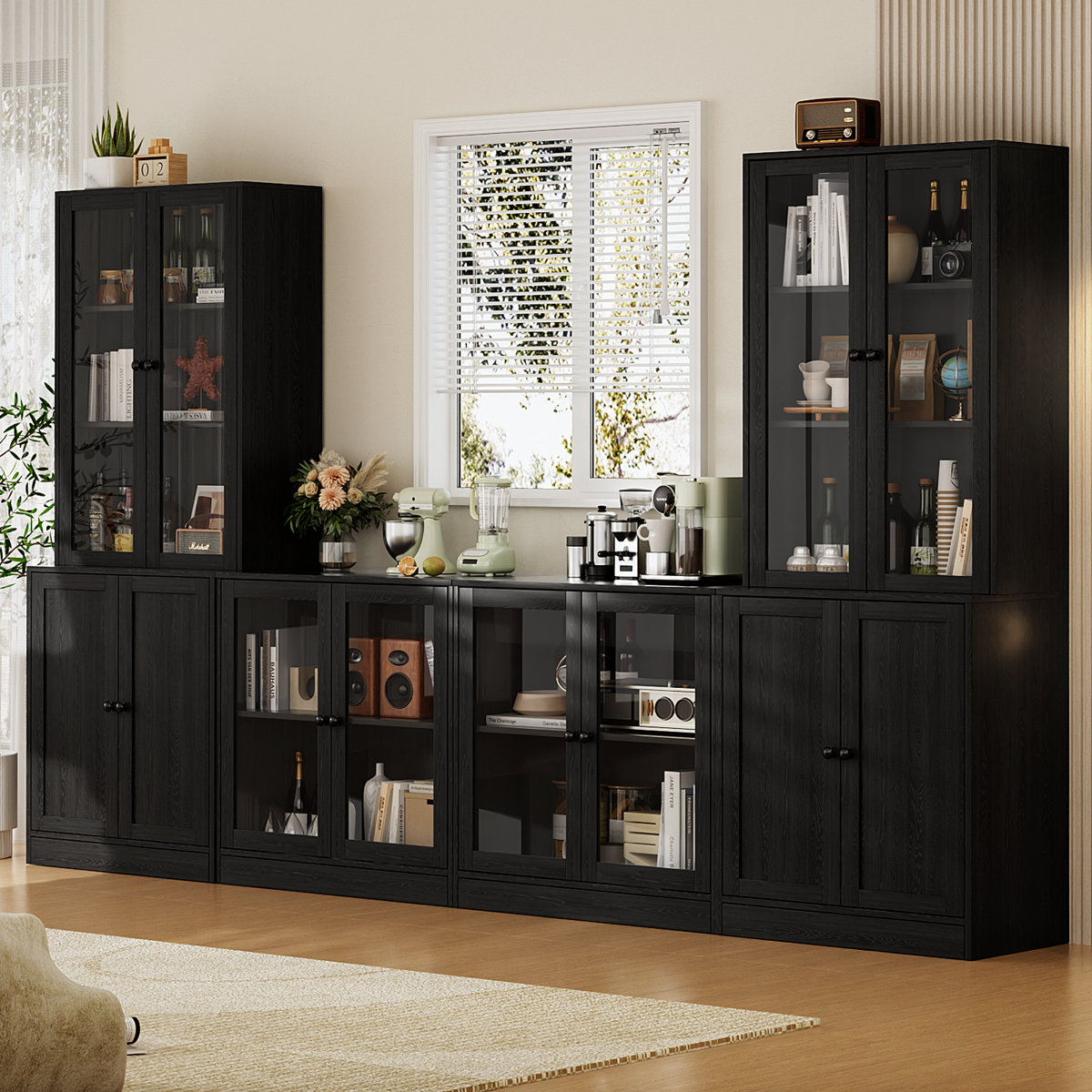 Latitude Run® 71'' Kitchen Pantry With Bookcases, Farmhouse Wall Unit ...