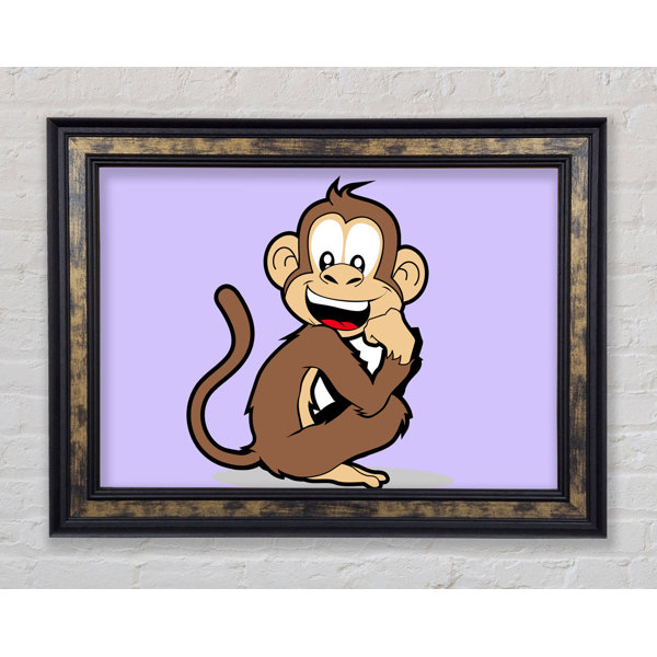 Bright Star Sitting Monkey Smiling Lilac - Single Picture Frame Print ...